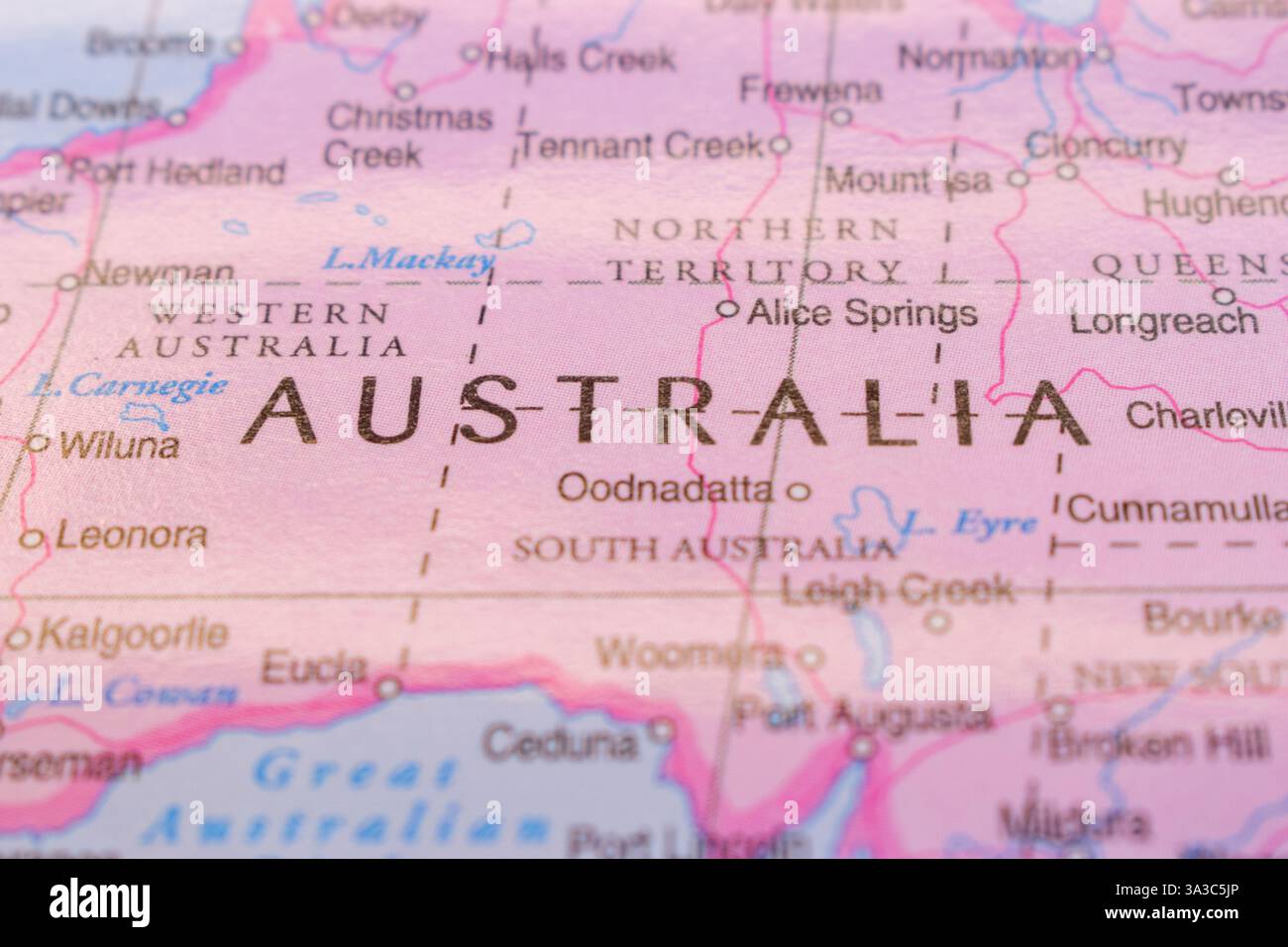 Australia On The World Map-Geo Political Map Stock Photo - Alamy