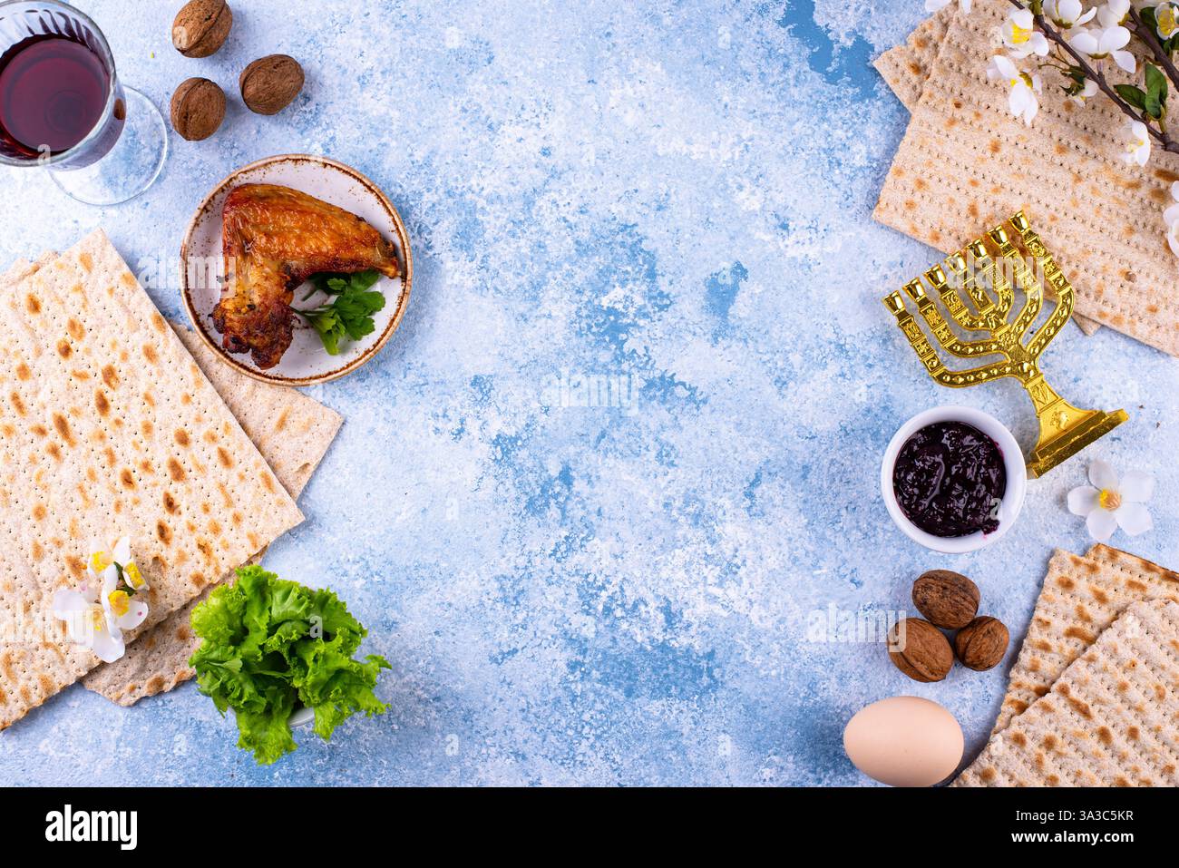 Traditional Passover Seder plate with symbolic foods. Symbolic of ...