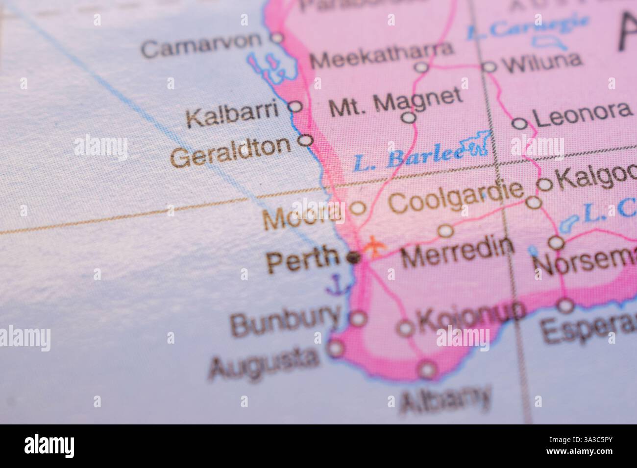 Geraldton On The World Map-Geo Political Map Stock Photo - Alamy