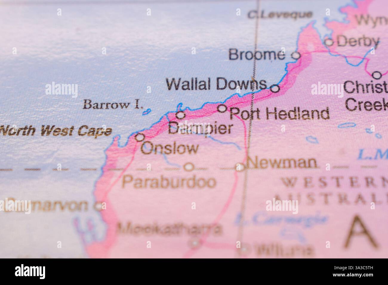 Dampier On The World Map-Geo Political Map Stock Photo - Alamy