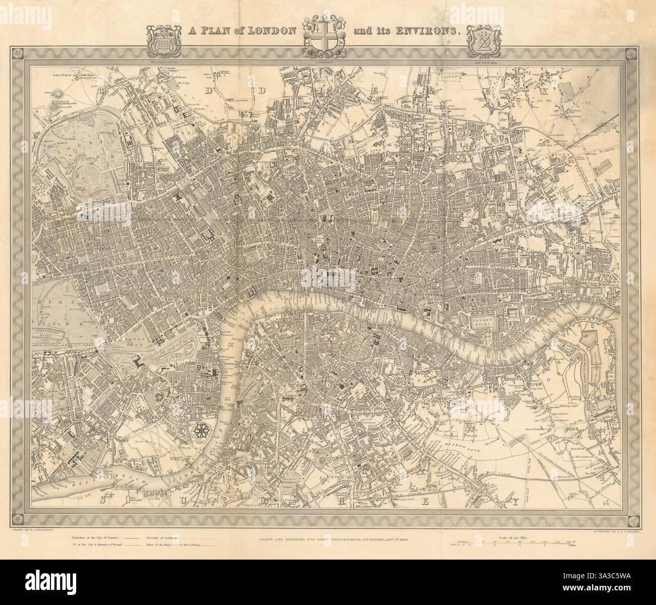 "A plan of London and its environs" by WALKER and CREIGHTON for LEWIS ...