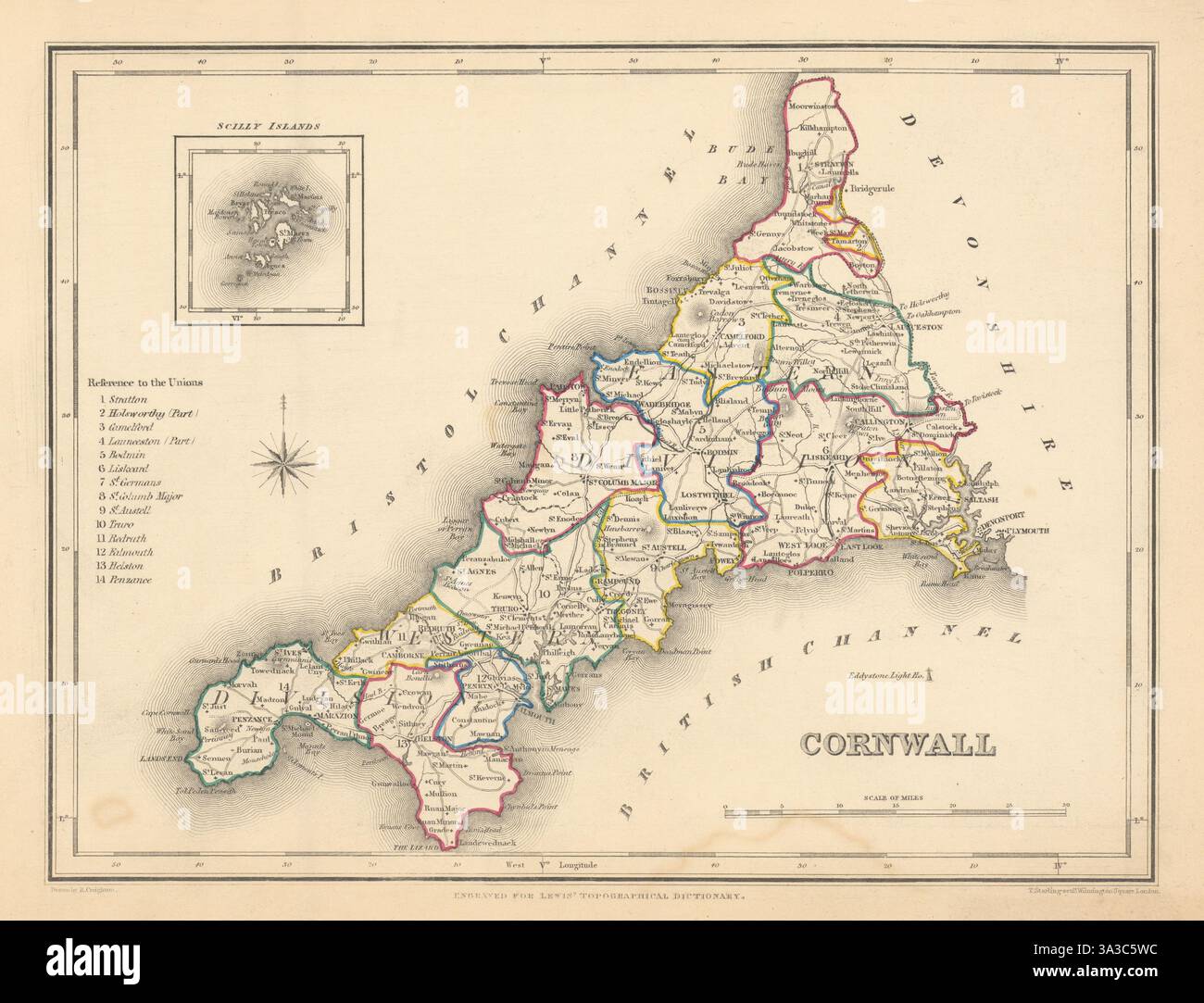 Antique county map of CORNWALL by Creighton & Starling for Lewis c1840 ...