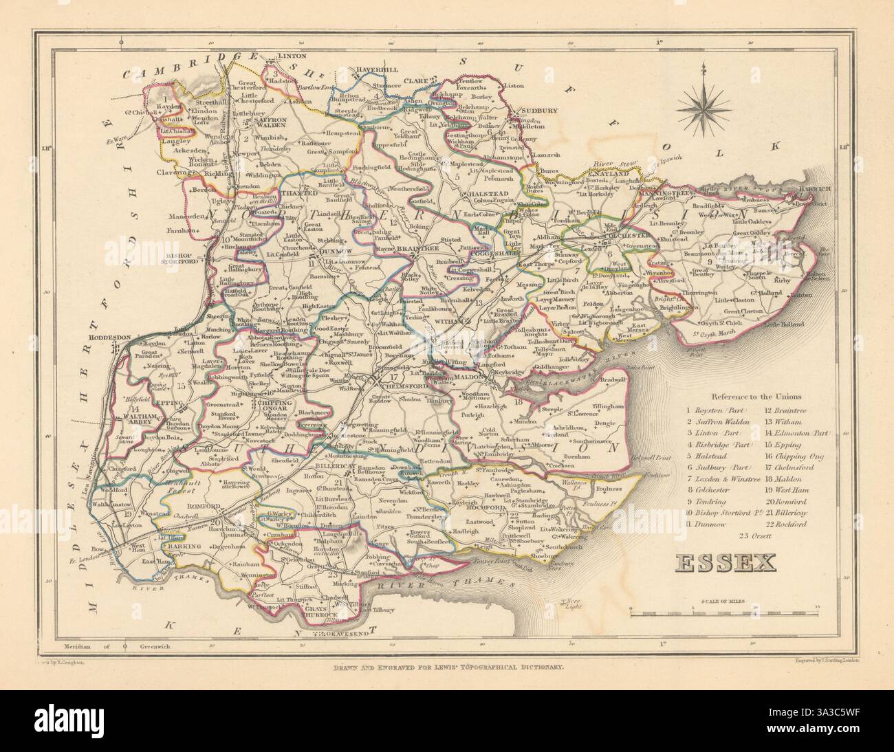 Antique county map of ESSEX by Creighton & Starling for Lewis c1840 old ...