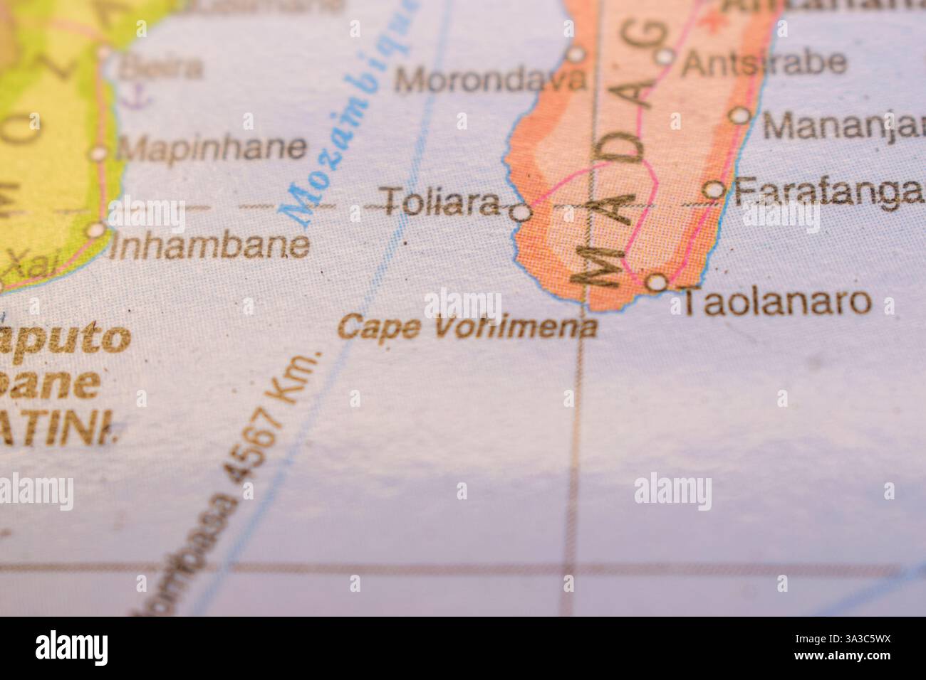 Toliara On The World Map-Geo Political Map Stock Photo - Alamy