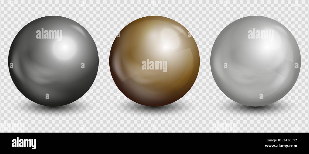 Metallic chrome, gold 3d sphere realistic on transparent background ...