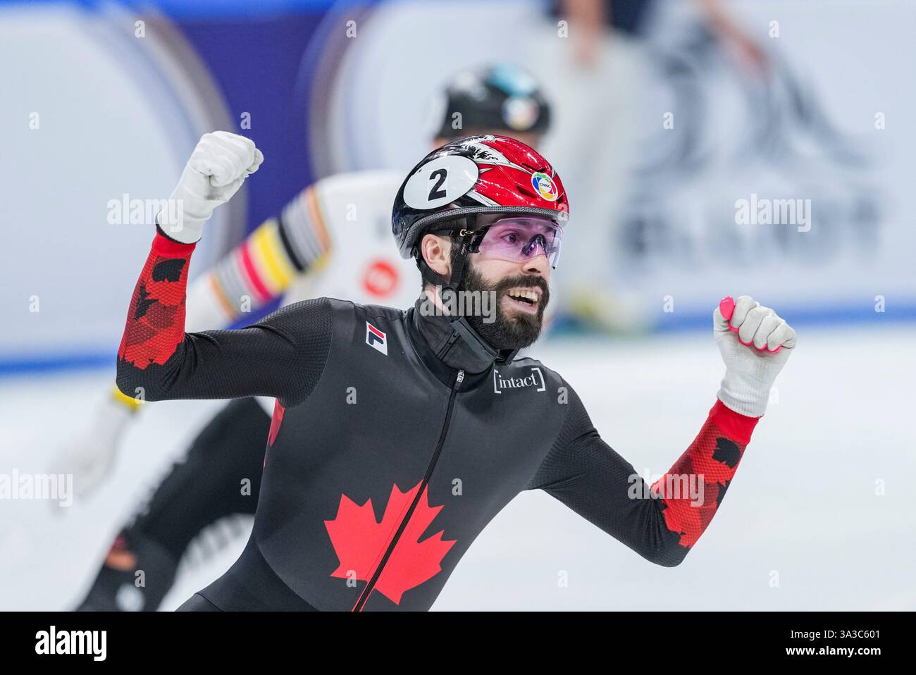 Beijing, China. 15th Mar, 2025. Steven Dubois of Canada celebrates ...