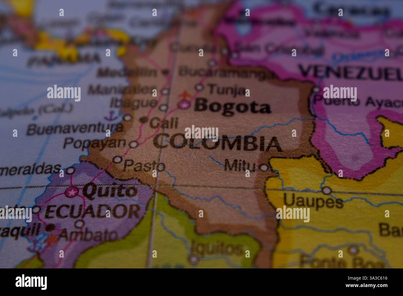 Colombia On The World Map-Geo Political Map Stock Photo - Alamy