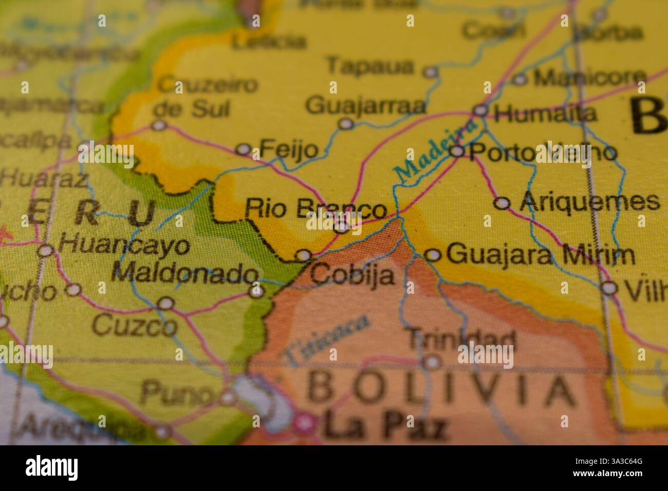 Rio Branco On The World Map-Geo Political Map Stock Photo - Alamy