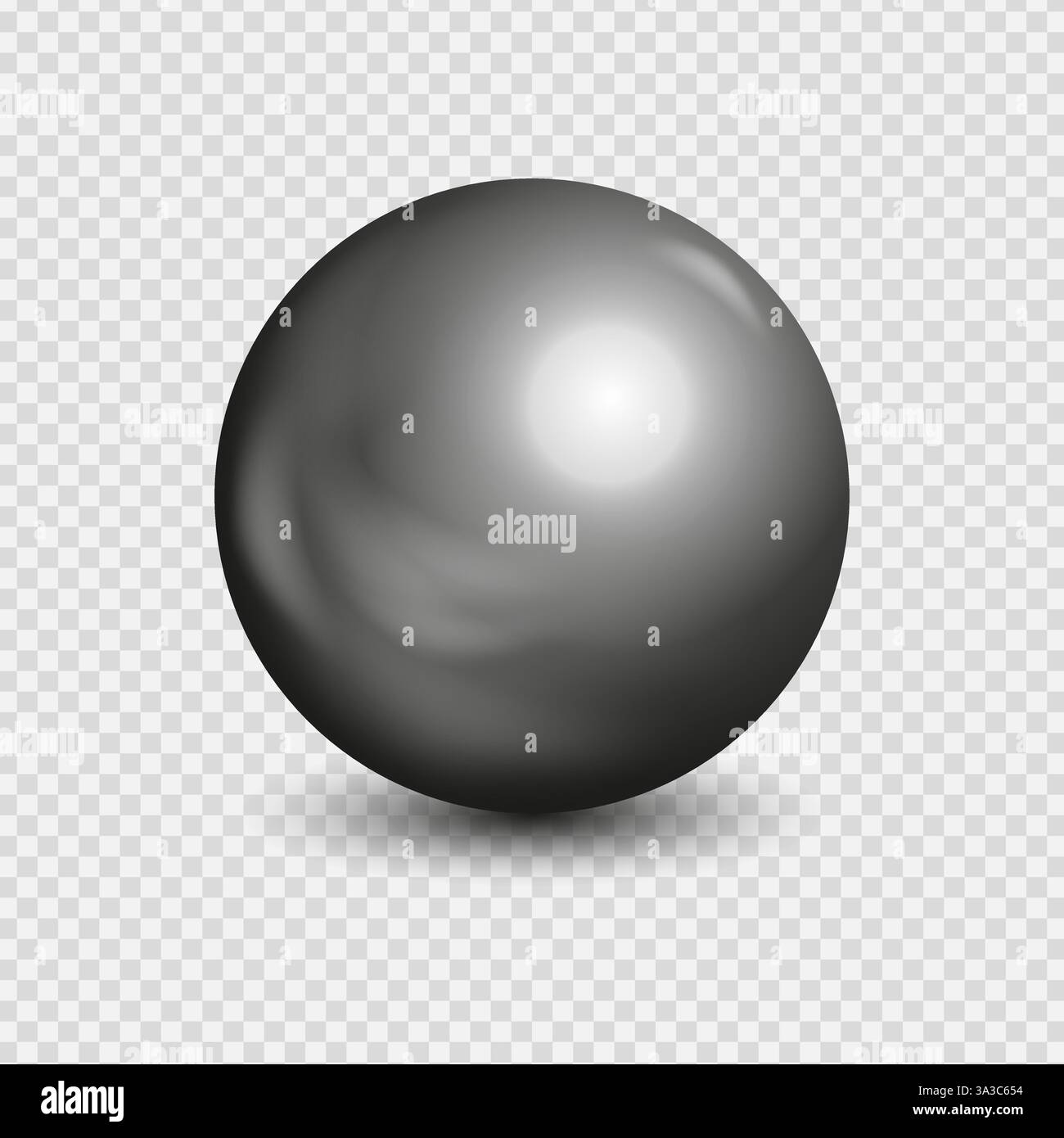 Metal chrome 3d sphere realistic on transparent background, Spherical shape silver ball, Vector ...