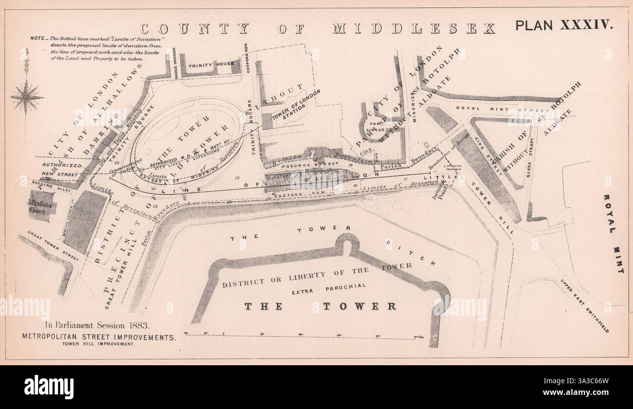 1883 Tower Hill widening. Byward Street & Circle line development 1898 ...