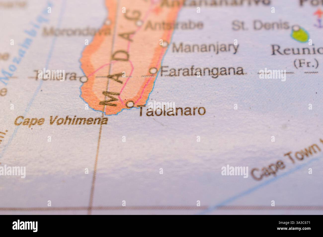 Taolanaro On The World Map-Geo Political Map Stock Photo - Alamy