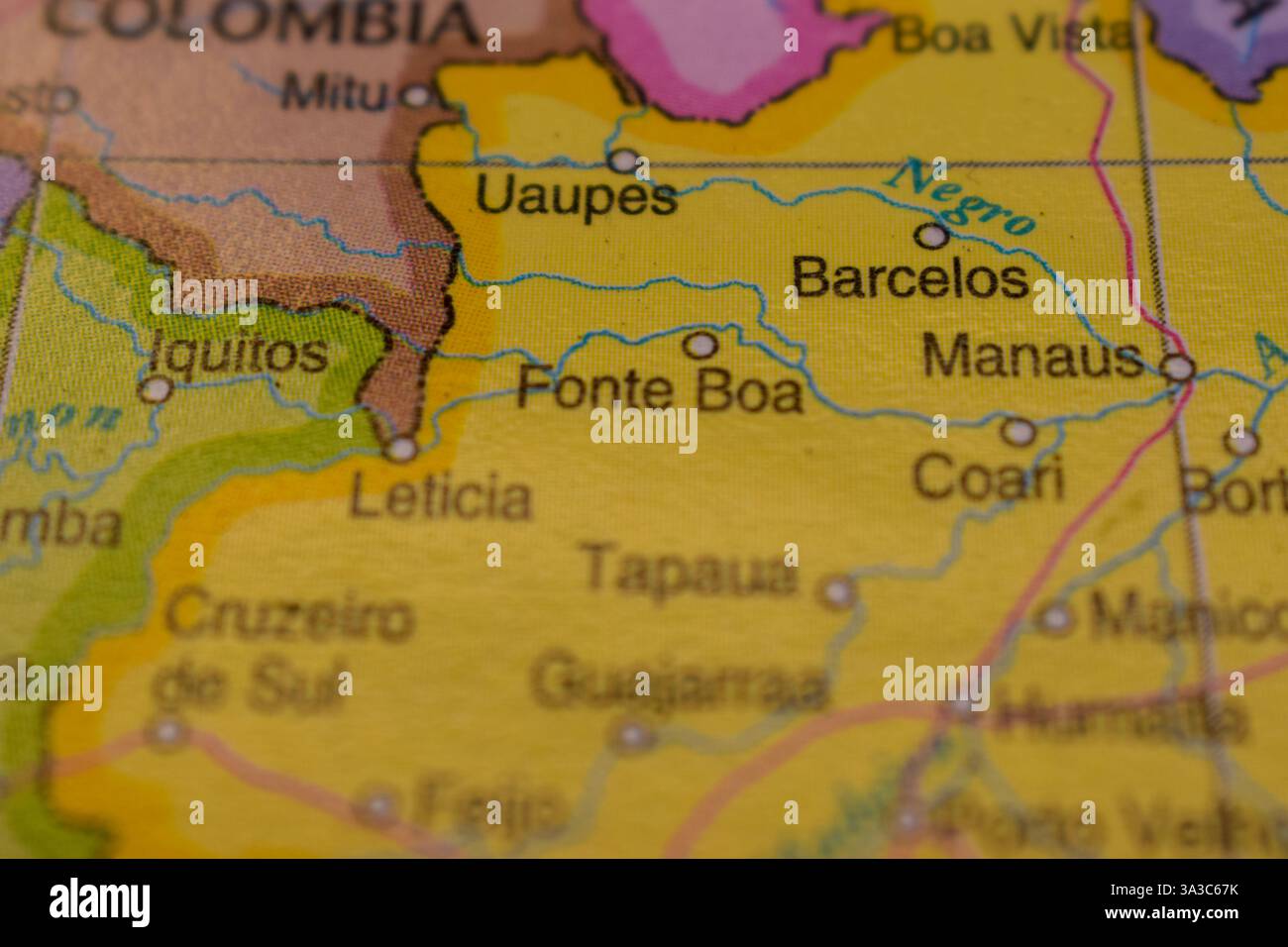 Fonte Boa On The World Map-Geo Political Map Stock Photo - Alamy
