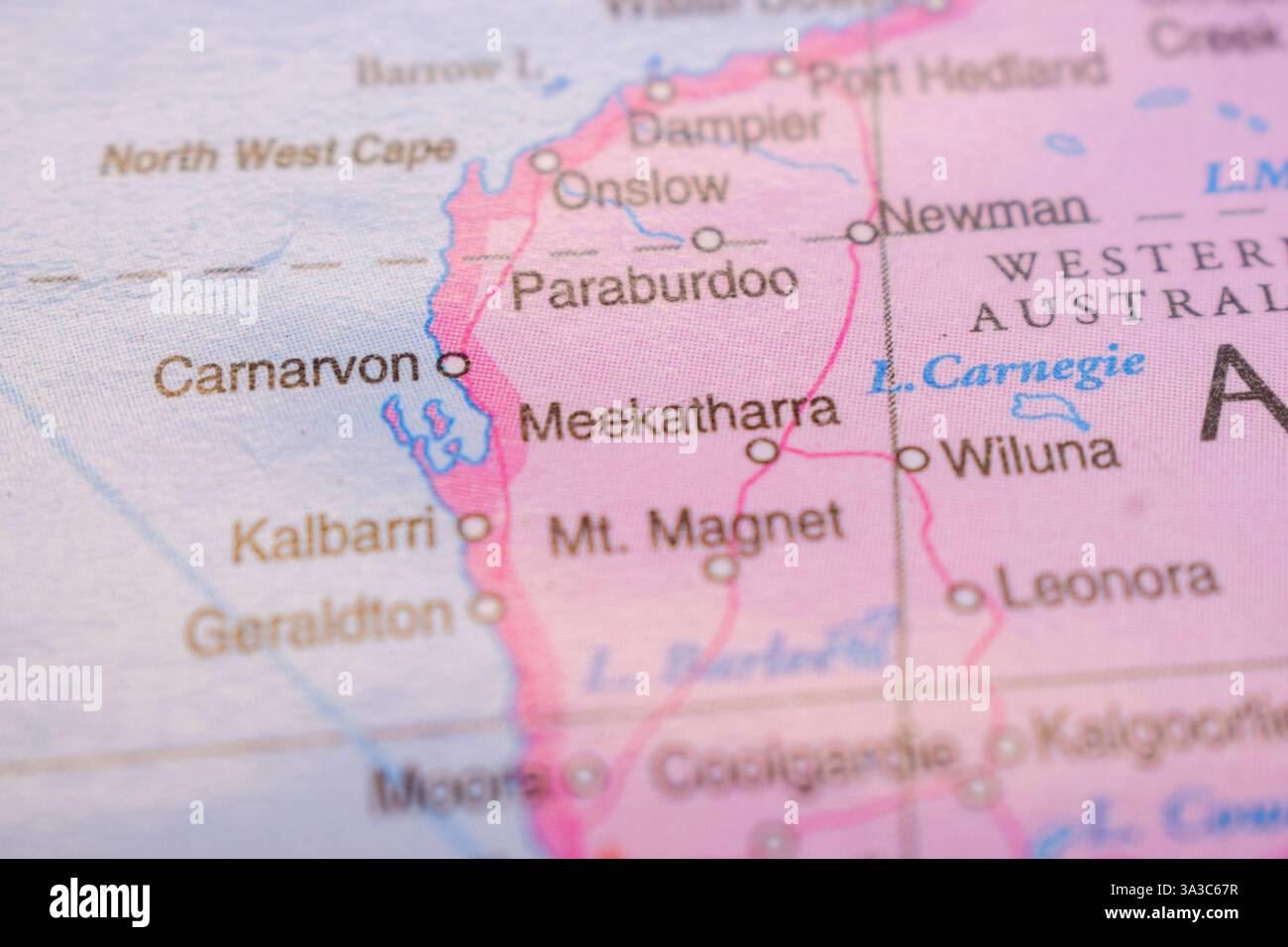Meekatharra On The World Map-Geo Political Map Stock Photo - Alamy