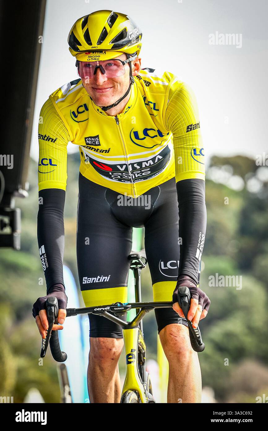 Auron, France. 15th Mar, 2025. American Matteo Jorgenson of Team Visma ...