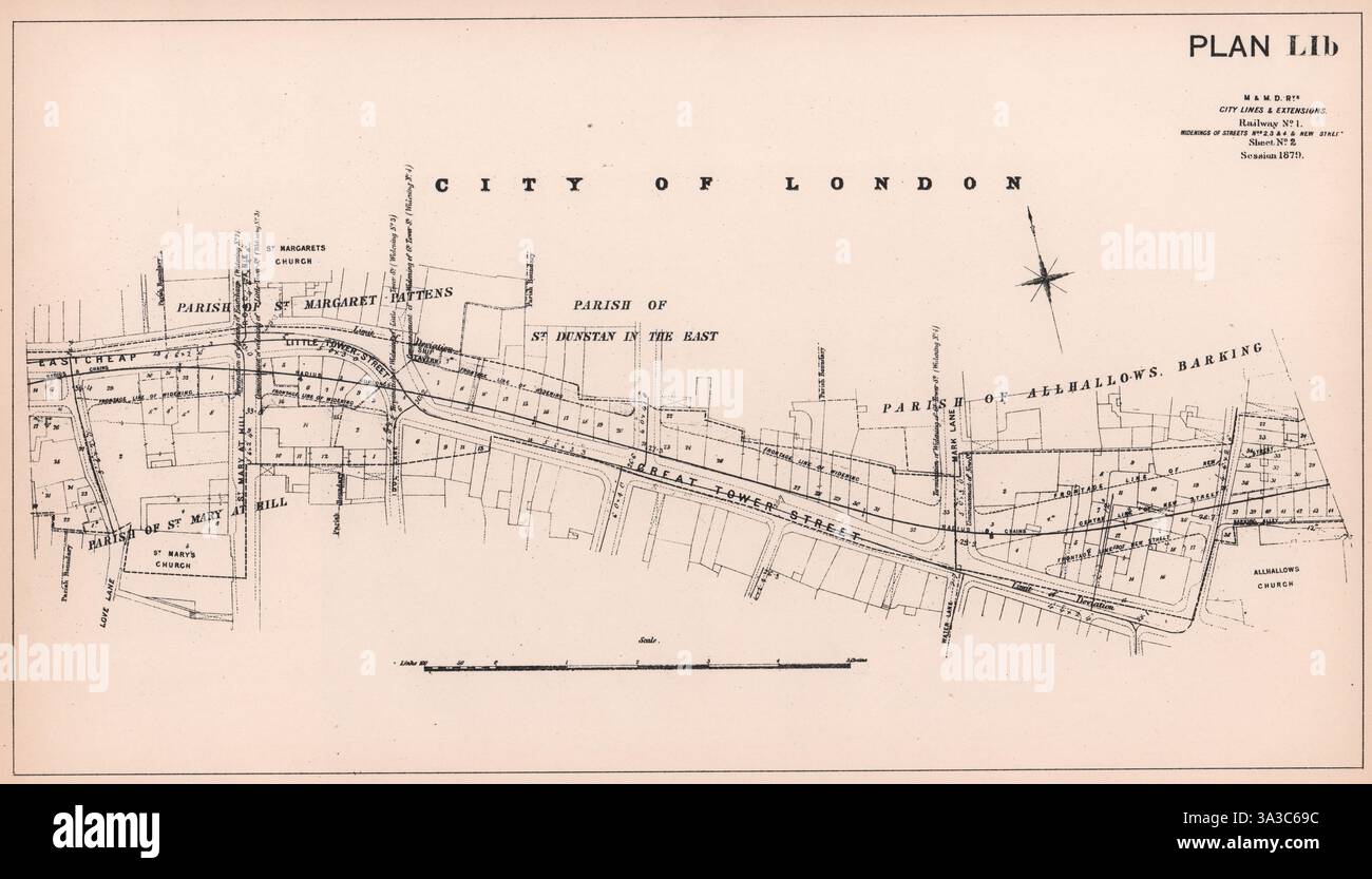 1879 Eastcheap Great Tower Street Byward Street widening. Circle Line ...