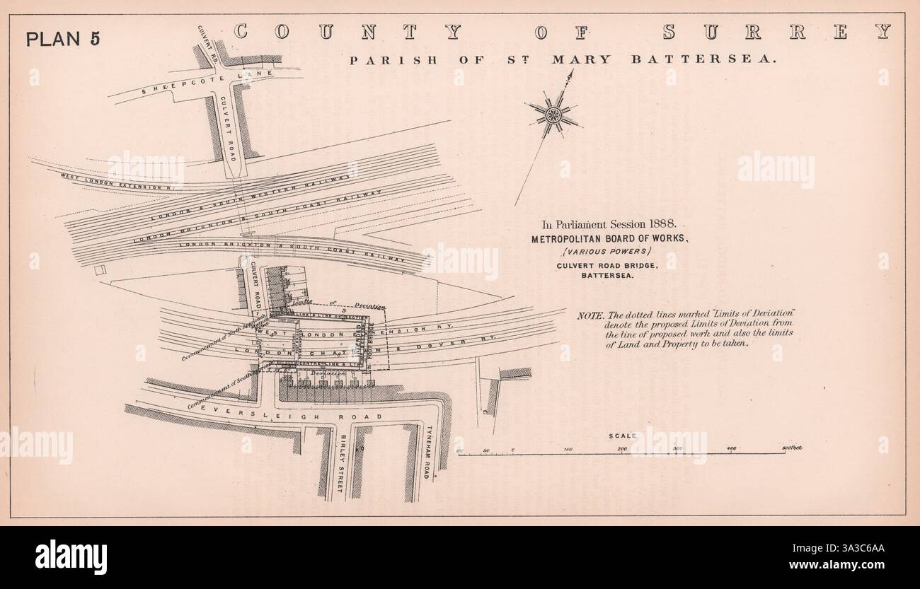 1888 Proposed Culvert Road Bridge, Battersea. Eversleigh Road 1898 old ...