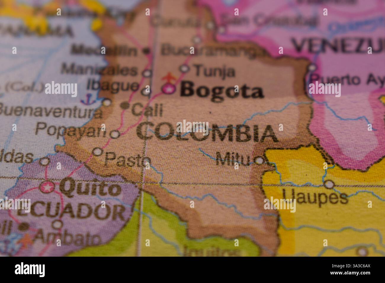 Colombia On The World Map-Geo Political Map Stock Photo - Alamy