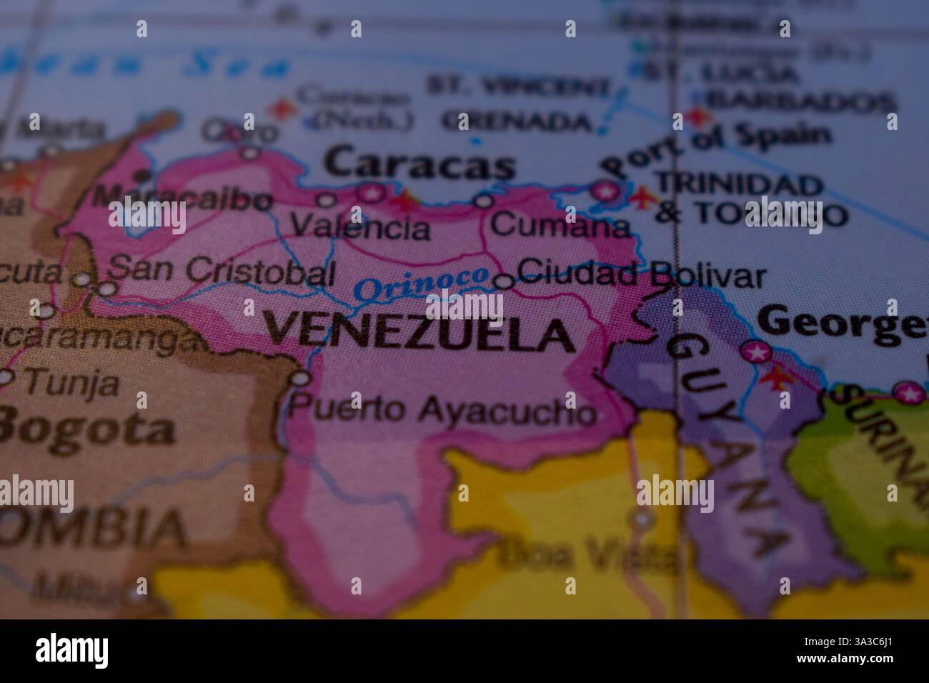 Venezuela On The World Map-Geo Political Map Stock Photo - Alamy