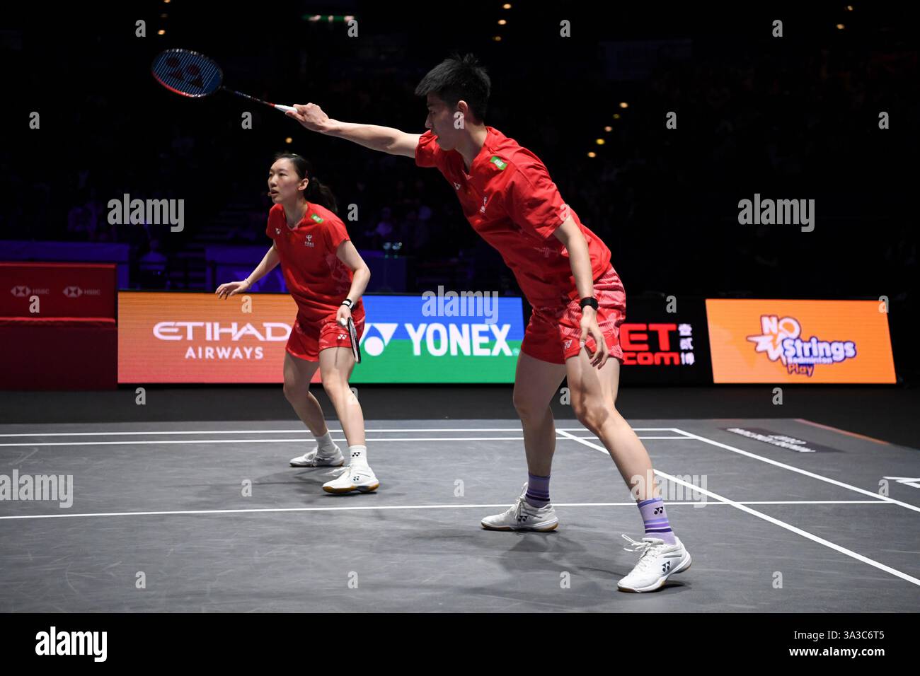 Feng Yan Zhe, right, and Wei Ya Xin of China in action against Lee Jong ...