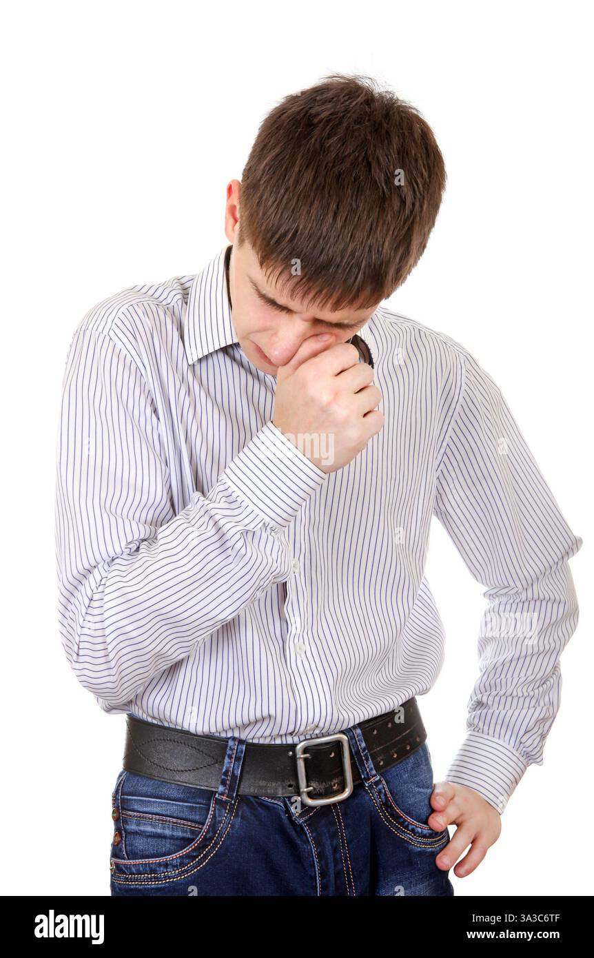 Sad teenager on white hi-res stock photography and images - Alamy