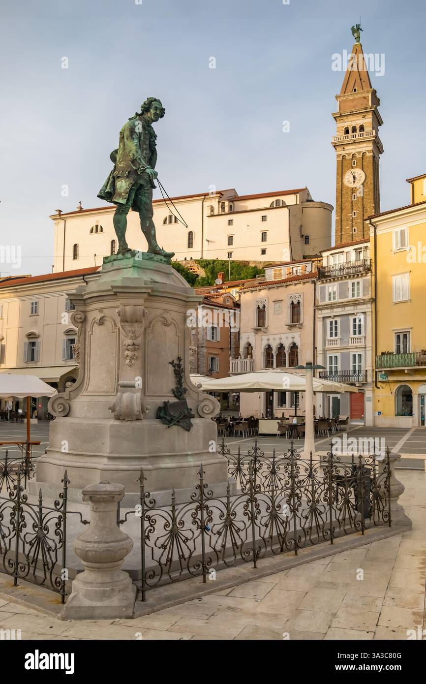 The Tartini Square in the Piran town, Slovenia Stock Photo - Alamy