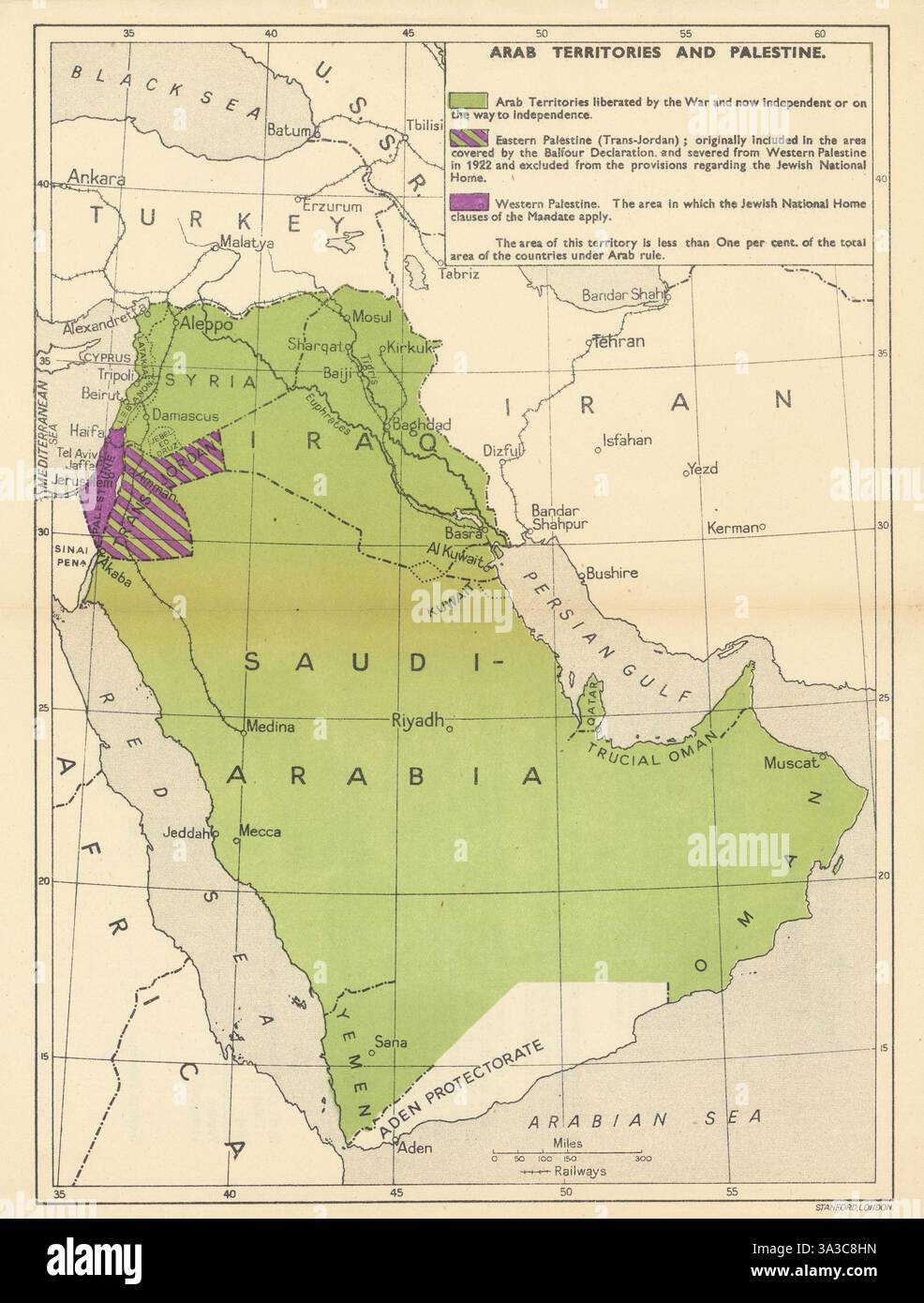 Arab Territories & Palestine. Jewish Homeland/Balfour Declaration 1945 ...