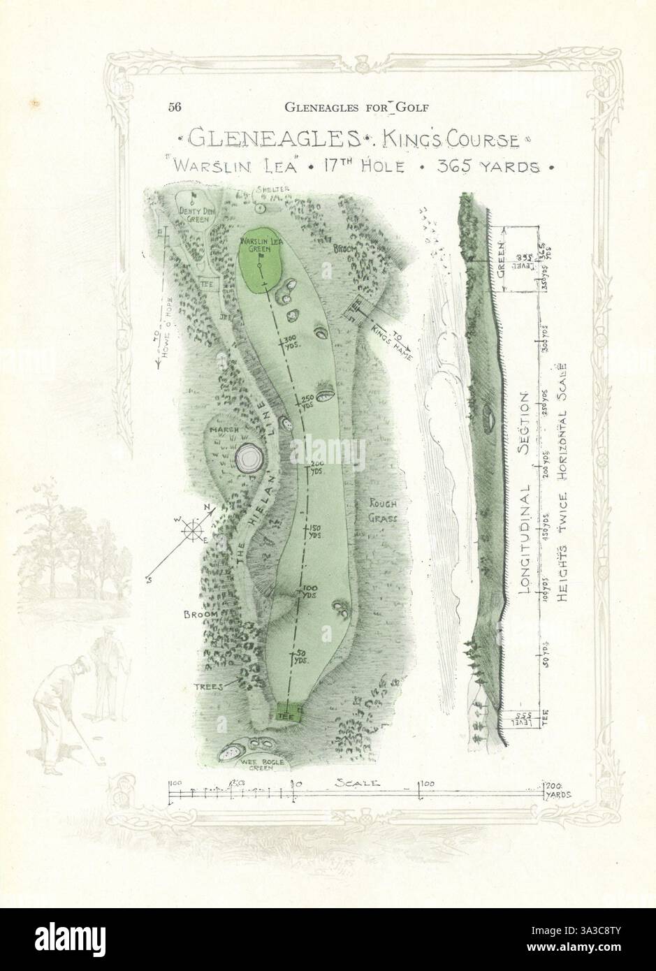 Gleneagles King's Course - plan of the 17th hole "Warslin' Lea" 1921 ...