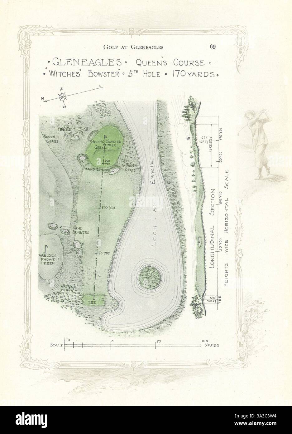 Gleneagles Queen's Course - plan of 5th [14th] hole "Witches' Bowster ...