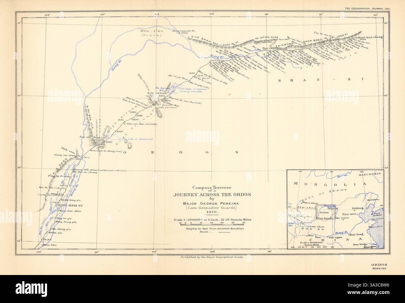 A journey across the Ordos by Major George Pereira 1910. China. RGS ...