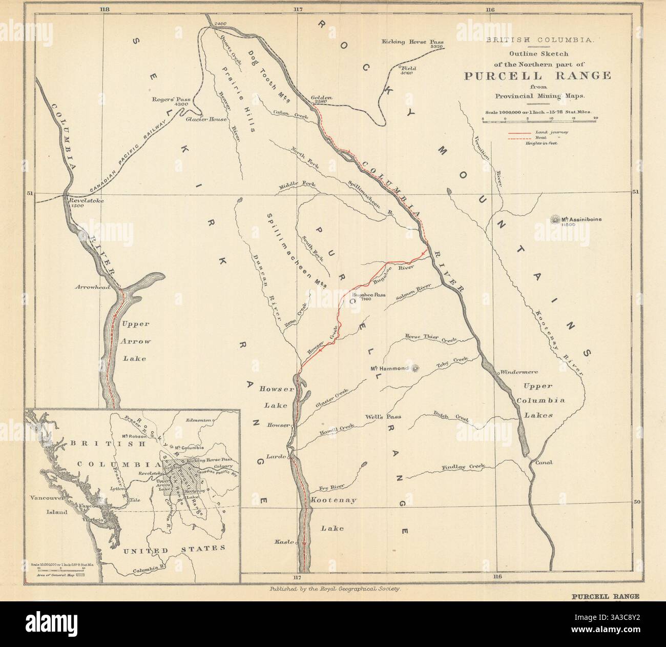 British Columbia. Northern Purcell Range from mining maps. Cain. RGS ...