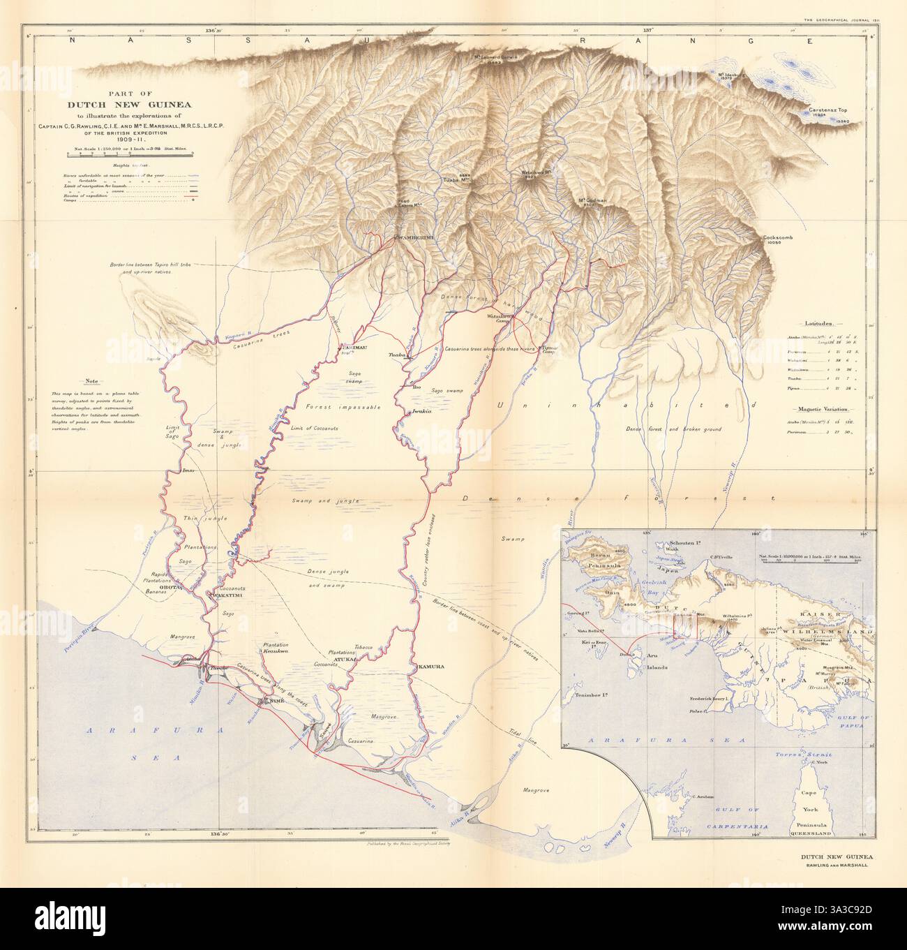New Guinea. Rawling / British ornithologists' union expedition. RGS ...