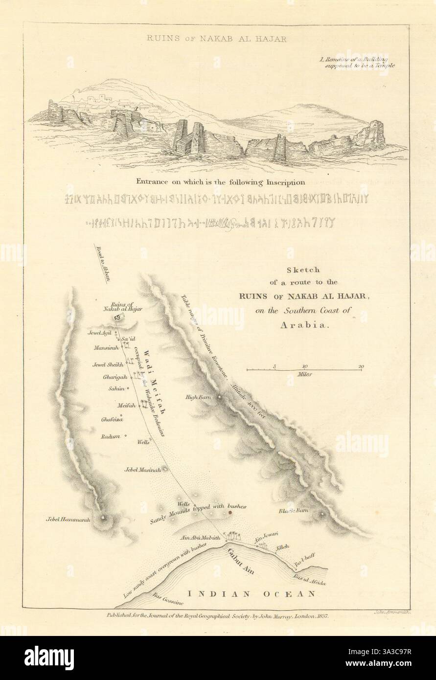 Route to the Nakab (Naqb) al Hajar ruins by James Wellsted/RGS. Yemen ...
