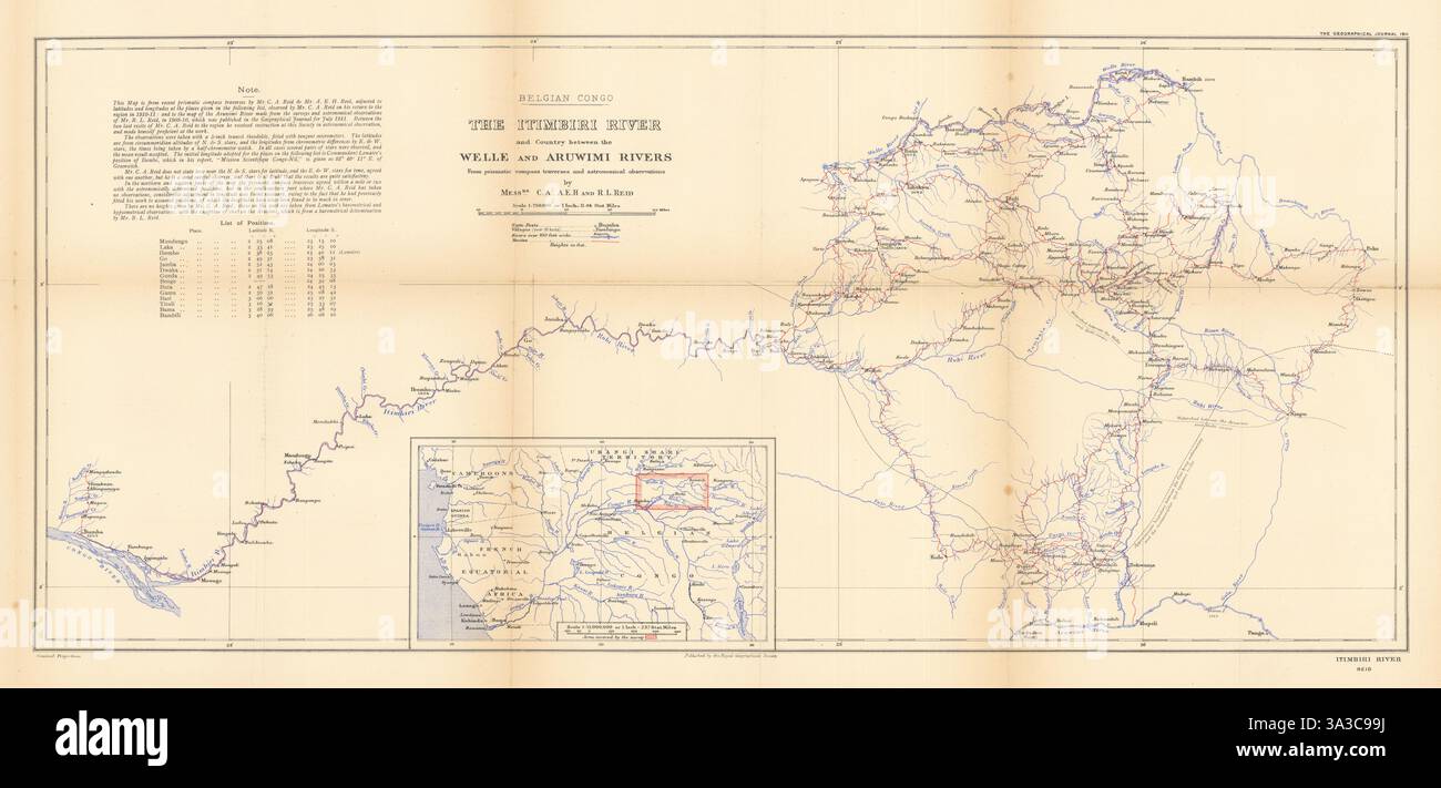 Belgian Congo. Itimbiri River & Welle to Aruwimi Rivers. Reid Bros. RGS ...