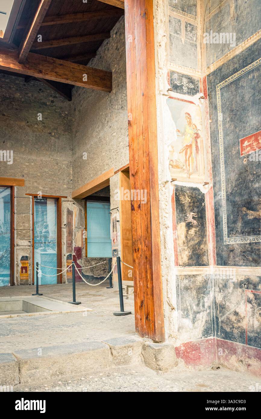 A view of a preserved room in Pompeii, Italy, showcasing ancient ...