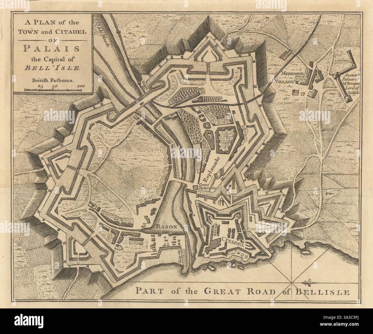 Antique plan of Le Palais, Belle-Île-en-Mer, Morbihan 1761 old map ...