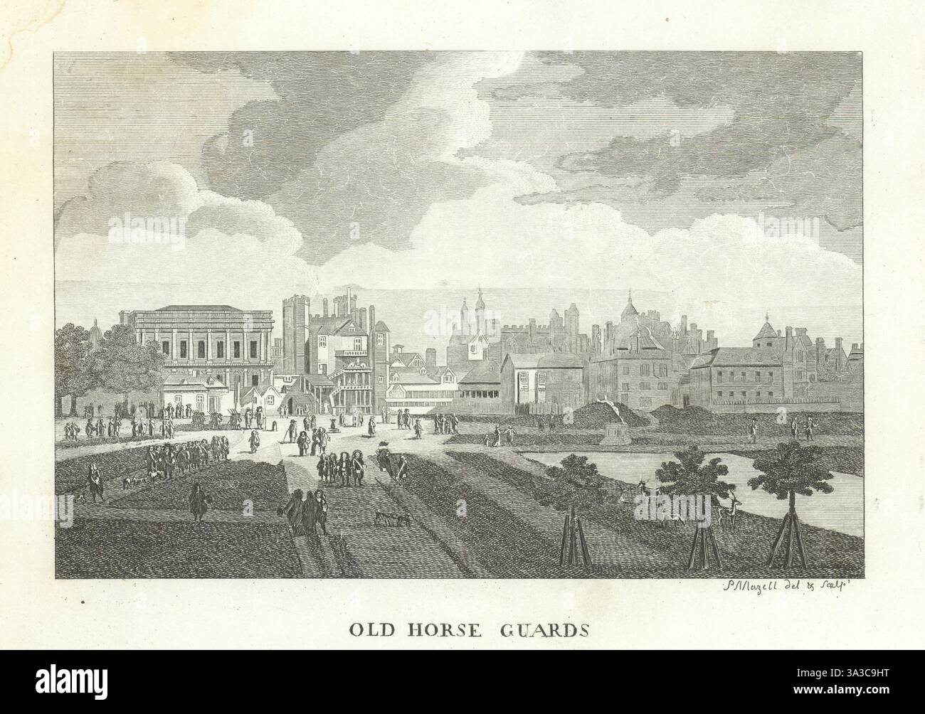 Old Horse Guards, Whitehall 1793 antique vintage print picture Stock ...