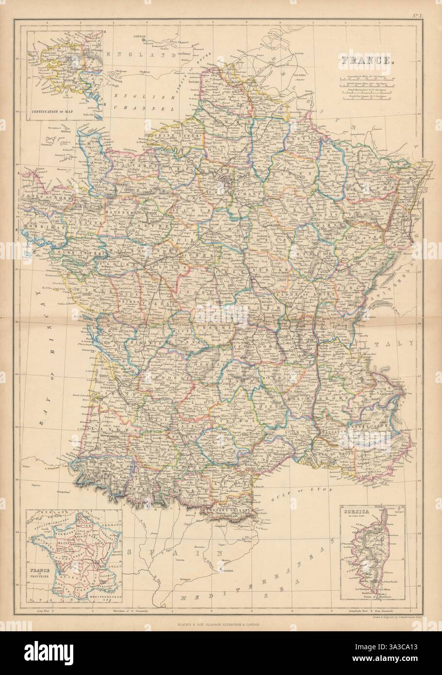 France in Departments by John Bartholomew. With Savoy/Savoie & Nice ...