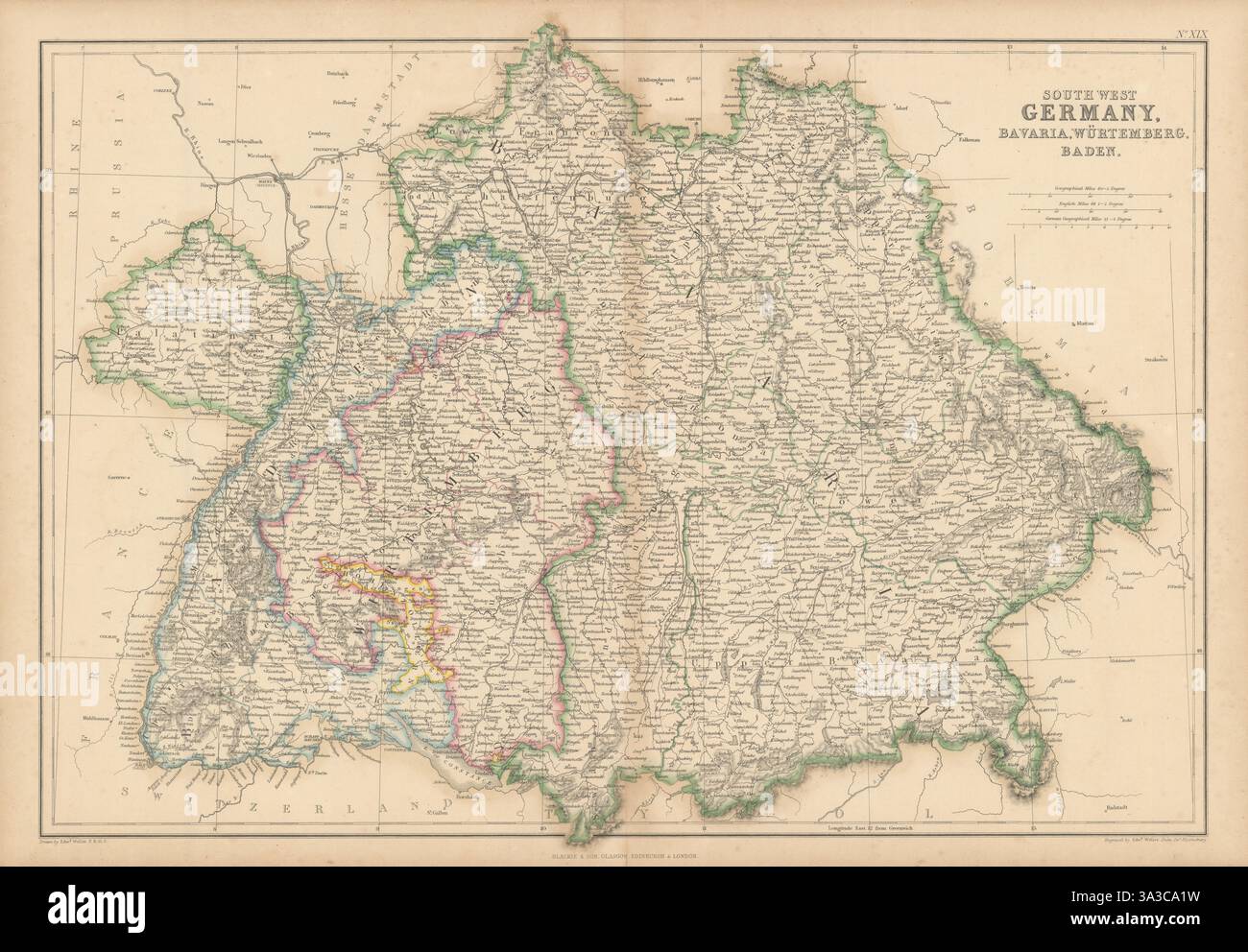 South-West Germany, Bavaria, Würtemberg & Baden. Bayern. WELLER 1860 ...