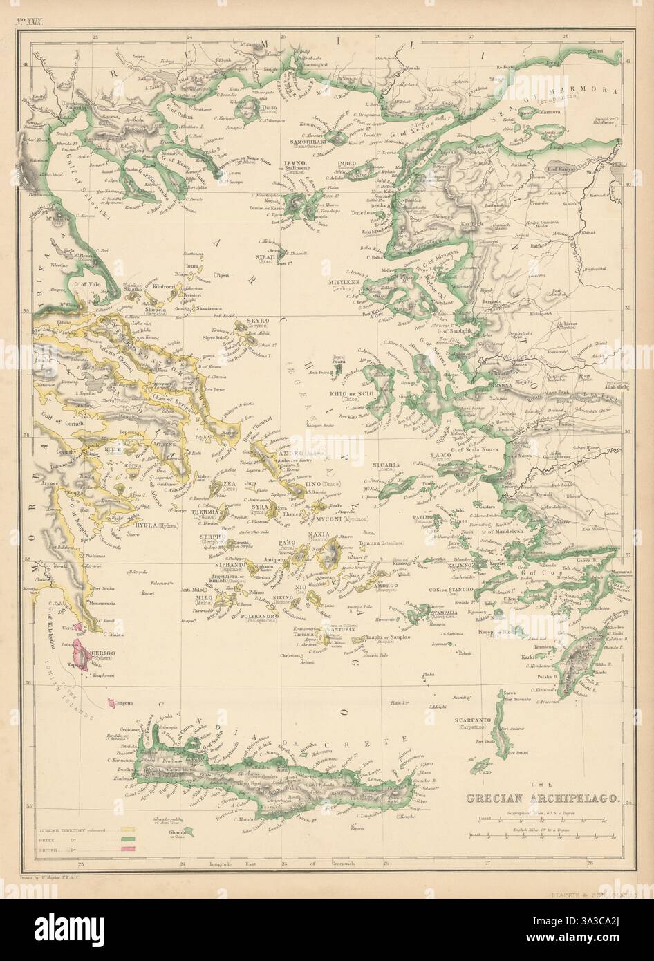 Greek islands map hi-res stock photography and images - Alamy