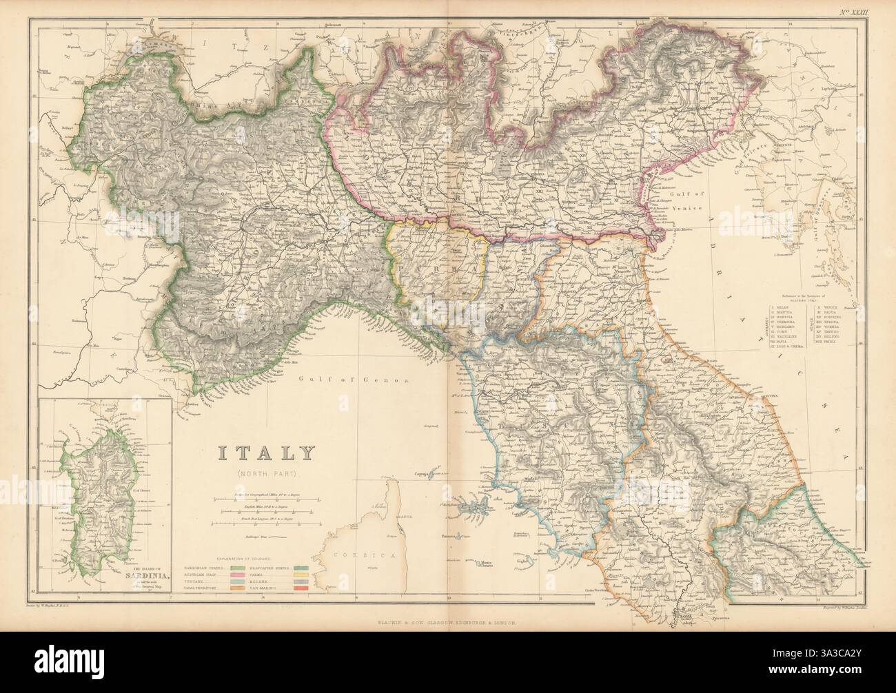 Northern Italy & Sardinia by William Hughes. W/o Nice & Savoy/Savoie ...