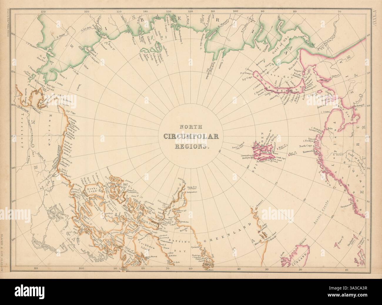 North Circumpolar Regions. North Pole Arctic by Edward Weller 1860 old ...
