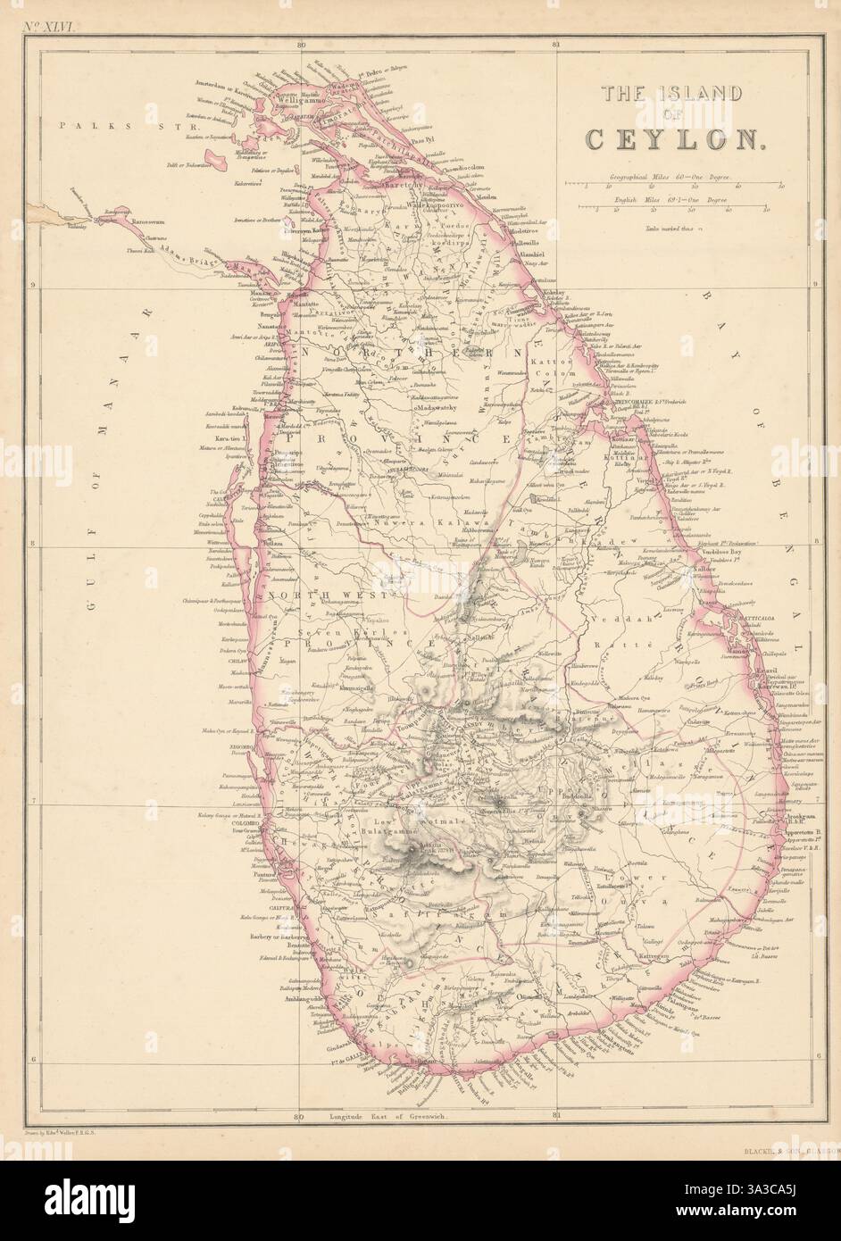 The Island of Ceylon by Edward Weller. Sri Lanka 1860 old antique map ...
