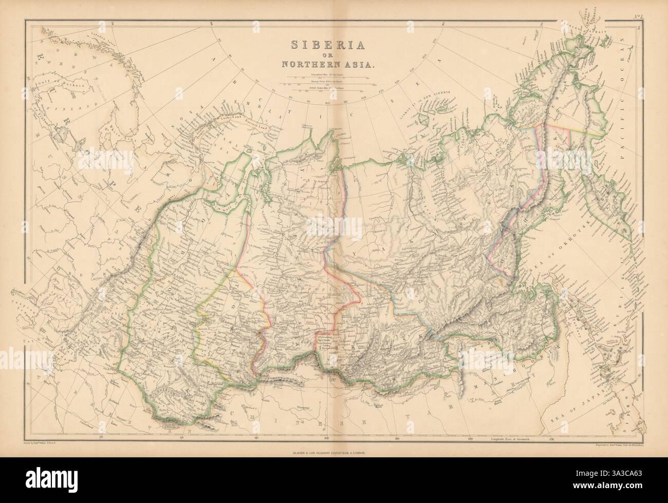 Siberia, or Northern Asia by Edward Weller. Russia in Asia 1860 old map ...
