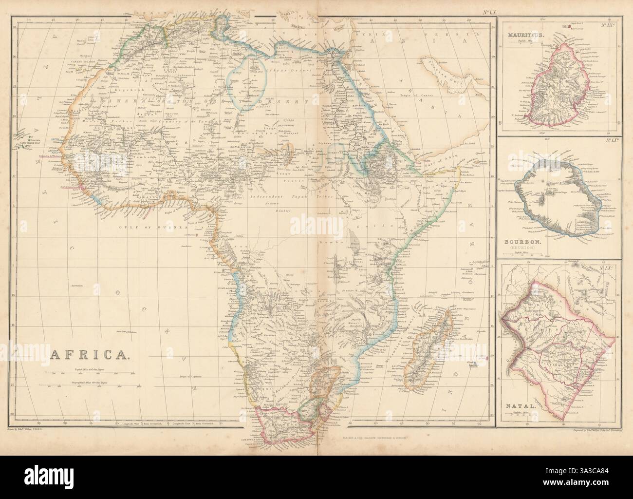 Africa. Mauritius, Bourbon (Reunion) & Natal by Edward Weller 1860 old ...