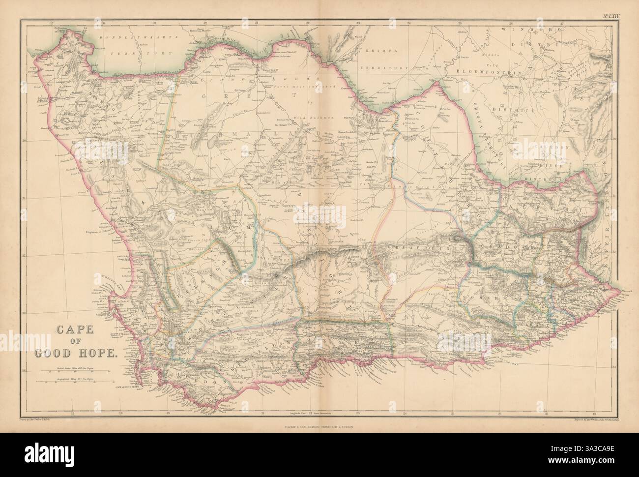 Cape of Good Hope by Edward Weller. South Africa 1860 old antique map ...