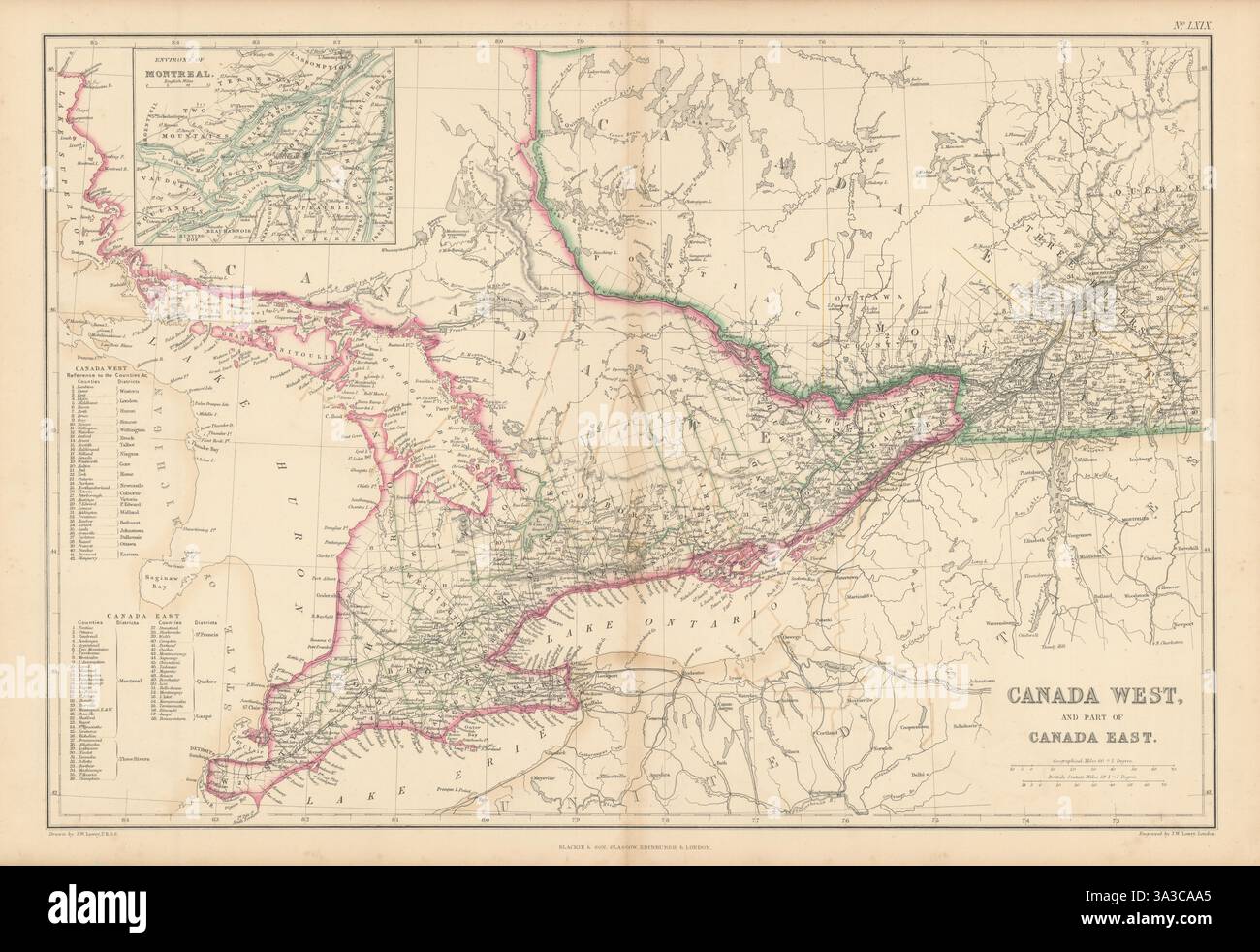 Canada West & part of Canada East. Montreal environs. Ontario. LOWRY ...