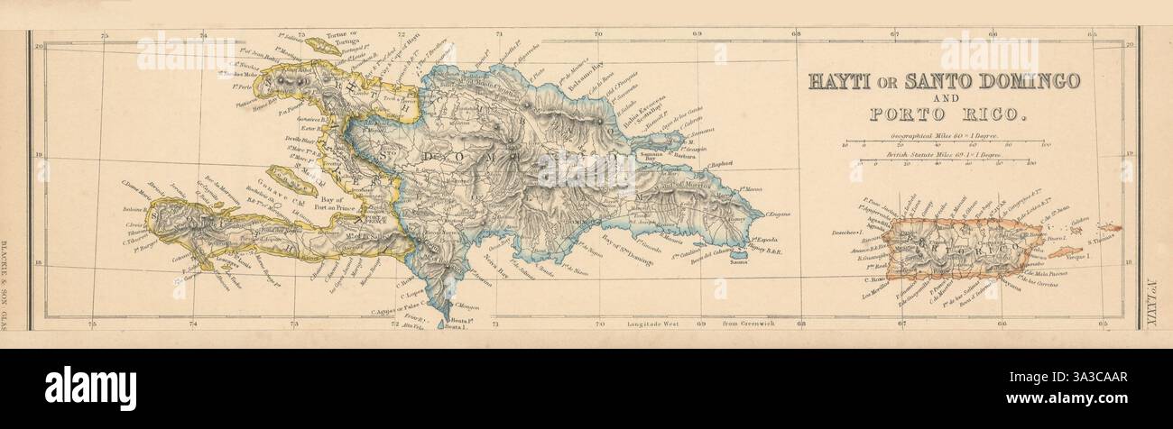 Hayti or Santo Domingo & Porto Rico. Puerto Rico & Haiti. LOWRY 1860 ...