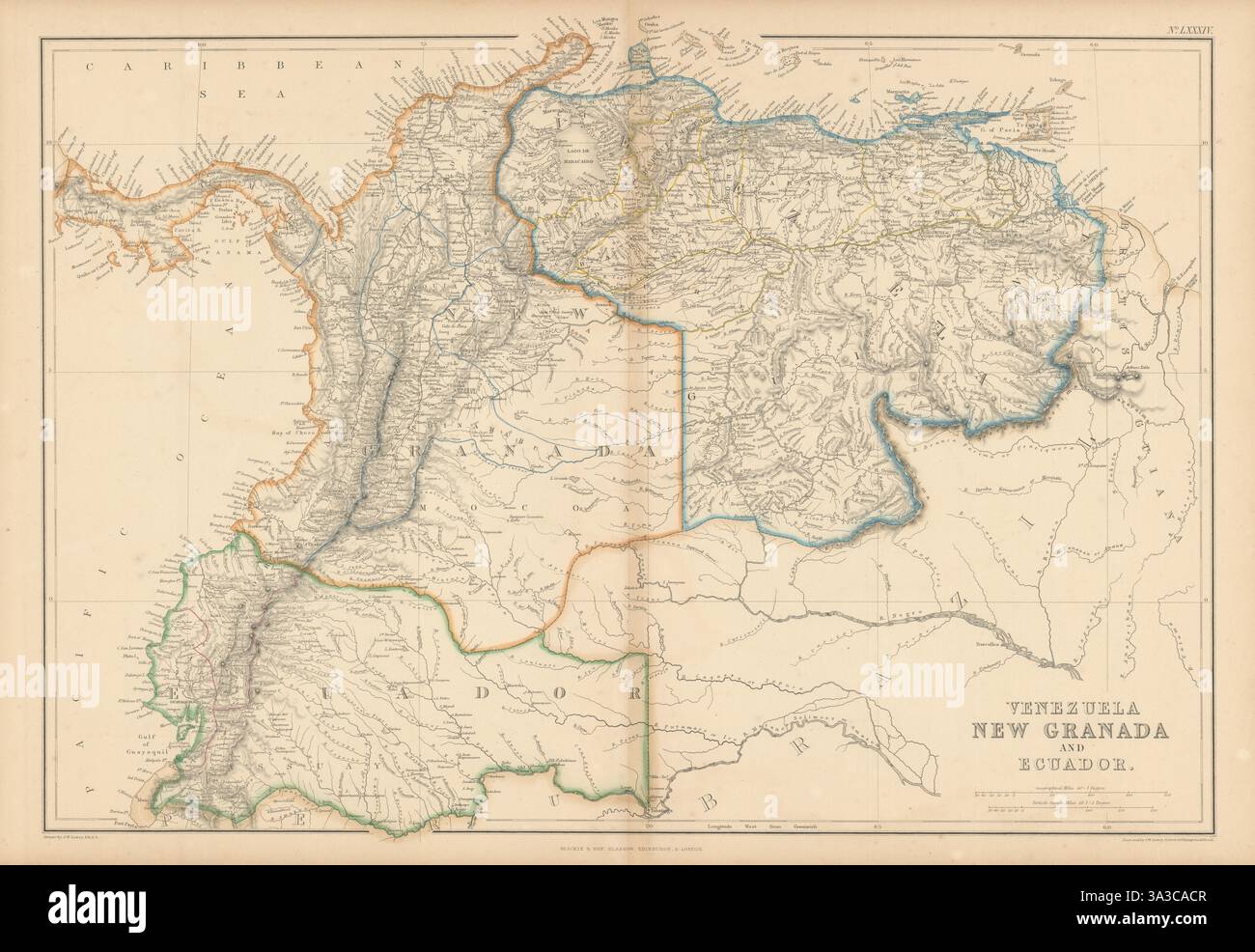 Venezuela, New Granada & Ecuador by J.W. Lowry. Colombia 1860 old ...