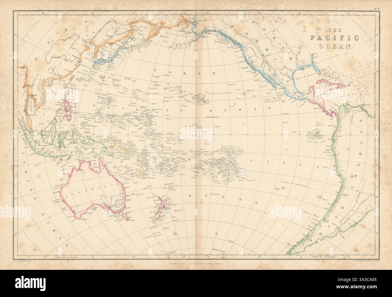 The Pacific Ocean by Edward Weller. Polynesia Micronesia Melanesia 1860 ...