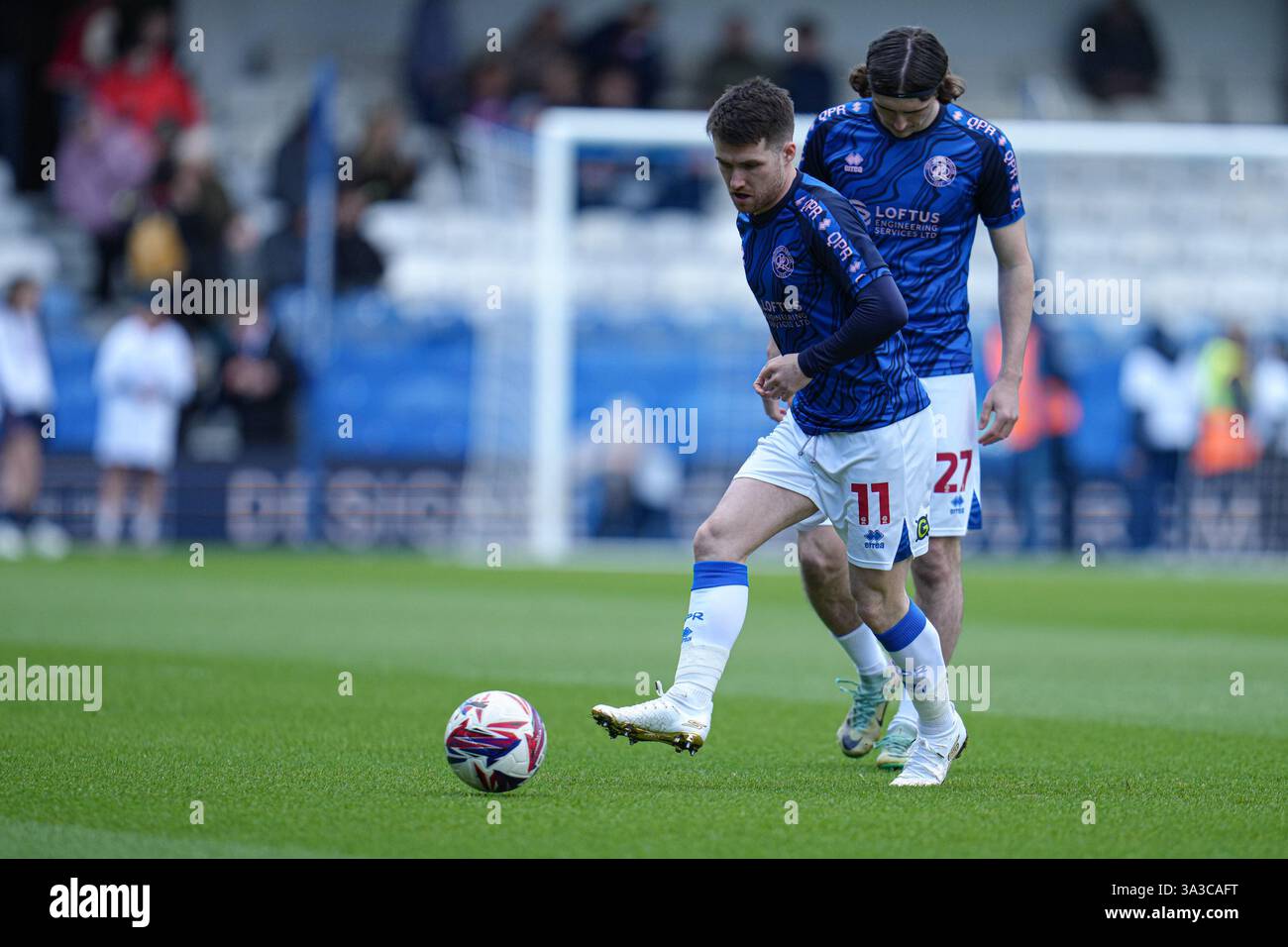 Paul Smyth of Queens Park Rangers warming up ahead of the Sky Bet ...